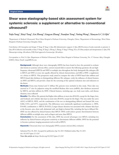 Pdf Shear Wave Elastography Based Skin Assessment System For Systemic Sclerosis A Supplement