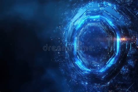 Futuristic Blue Digital Circuit Board Technology Abstract Background Stock Illustration