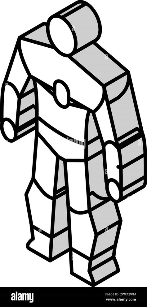 humanoid robot isometric icon vector illustration stock vector image