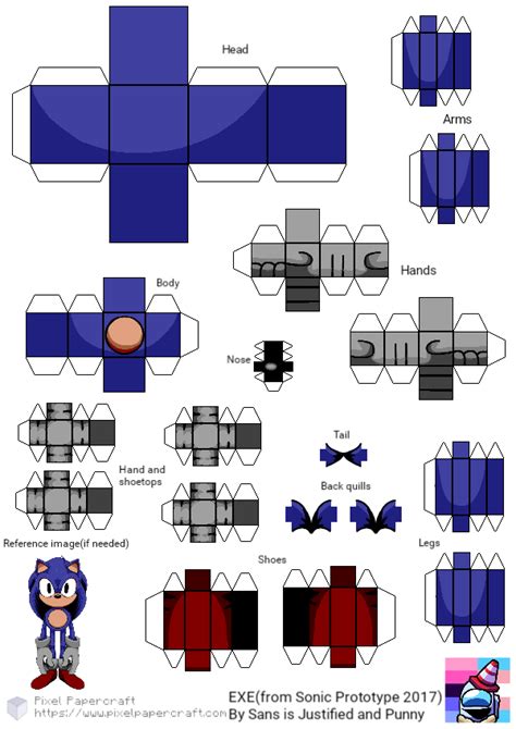 Exe Sonic Prototype 2017 Pixel Papercraft