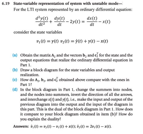 State Variable Representation Of System With Chegg