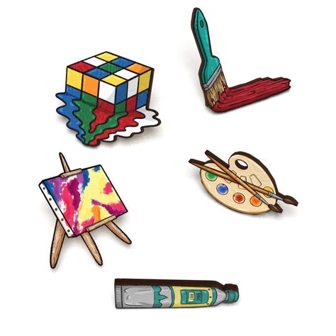 ᐉ Набір значків Lex Altern Інструменти художника з дерева 5 шт • Краща