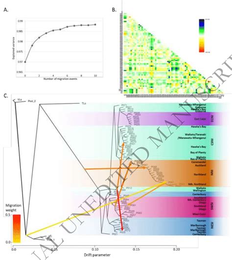 TreeMix Analysis Of Past Migration Events Among New Zealand And Download Scientific Diagram