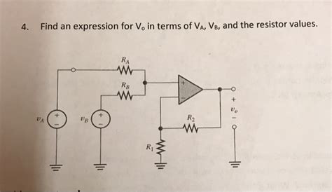 Solved Find An Expression For Vo In Terms Of VA VB And Chegg Com