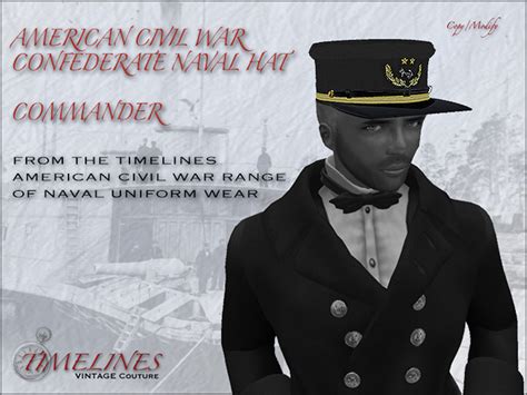 Second Life Marketplace Tvc Confederate Naval Commander Hat