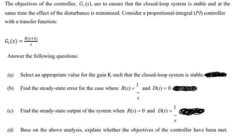 Solved A Closed Loop Control System Is Shown In Fig Chegg