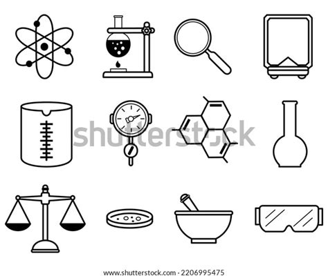 Large Set Chemistry Lab Diagrammatic Icons Stock Vector Royalty Free 2206995475 Shutterstock