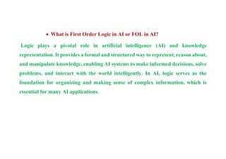 What Is First Order Logic In AI Or FOL In AI Docx Programming Languages Computing