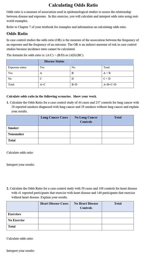 Solved Calculating Odds Ratio Odds Ratio Is A Measure Of