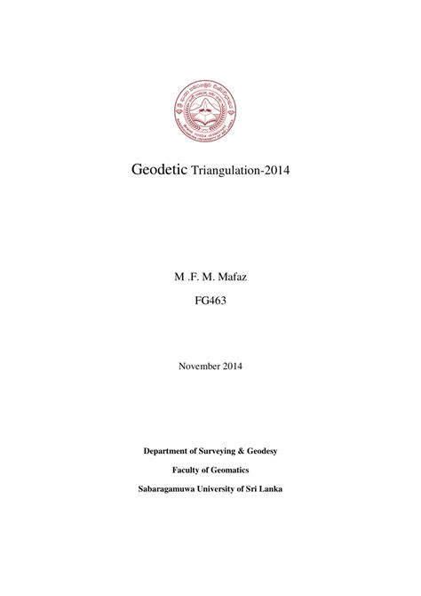 Pdf Geodetic Triangulation