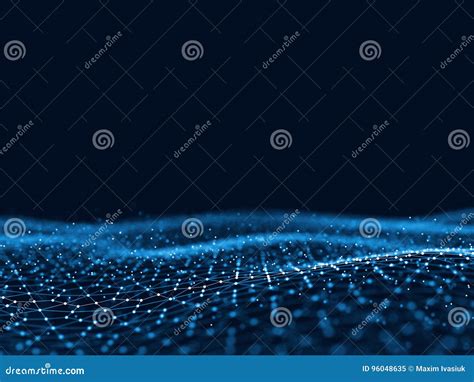 Abstract 3d Rendering Futuristic Dots And Lines Computer Geometric Digital Connection Structure