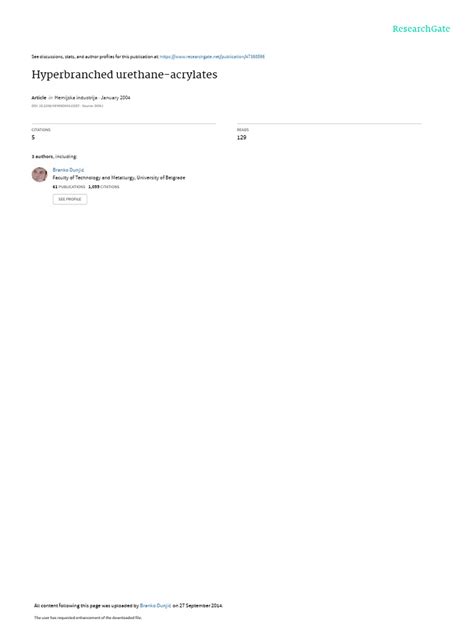 Hyperbranched Urethane Acrylates Pdf