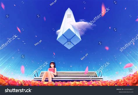 Cute Anime Girl Dimension Sitting Garden ภาพประกอบสต็อก 2153518817 Shutterstock