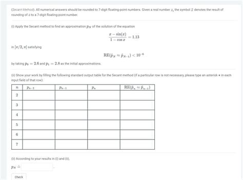 Solved Secant Method All Numerical Answers Should Be Chegg Com