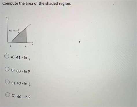 Solved Compute The Area Of The Shaded Region A 2 B 32 C