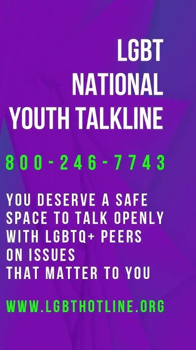 Lgbt National Youth Talkline 800 246 7743 Youtube