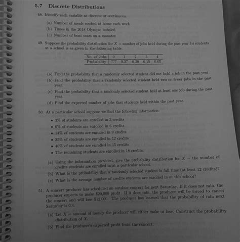 Solved Discrete Distributions 48 Identify Each Variable As