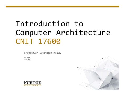 Introduction To Computer Architecture Cnit 17600 Inputoutput
