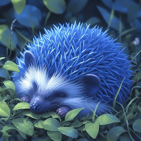 Premium Photo Sleepy Blue Hedgehog In Meadow