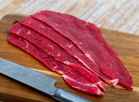Image Of Raw A Beef Fillet Cut Into Pieces Stock Image Image Of