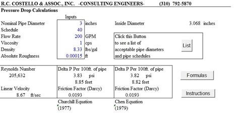 Pipe Pressure Drop Calculation Excel Spreadsheet At Hunter Hunter Blog