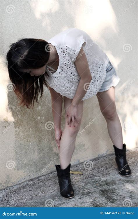 Beautiful Asian Woman Bending Over Stock Image Image Of Cool Boots