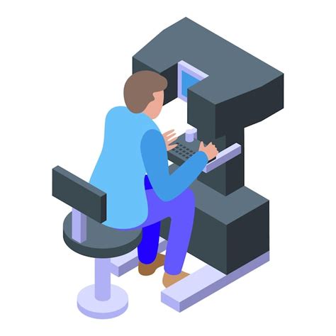 Premium Vector Isometric Office Worker At Computer Desk