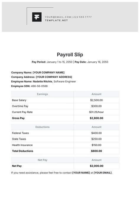 Free Payroll Slip Template To Edit Online