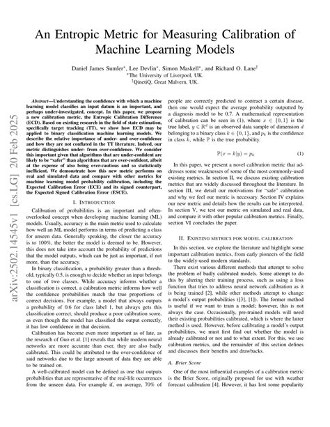 Pdf An Entropic Metric For Measuring Calibration Of Machine Learning
