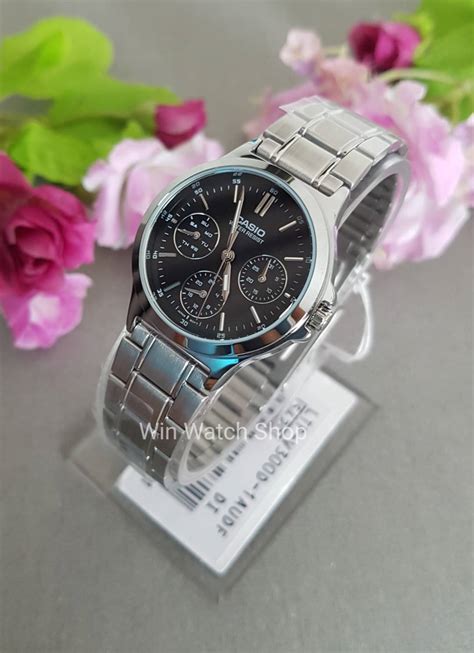 นาฬิกา Casio รุ่น Ltp V300d 1a นาฬิกาผู้หญิง สายแสตนเลส หน้าปัดสีดำ สวยหรู มั่นใจ ของแท้ 100