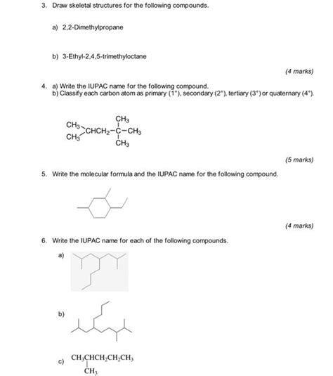 Solved 3 Draw Skeletal Structures For The Following