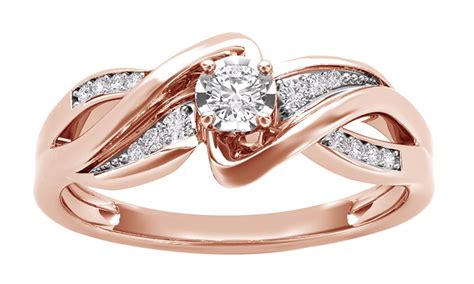 Affy White Natural Diamond Crossover Bypass Ring In 14k Rose Gold