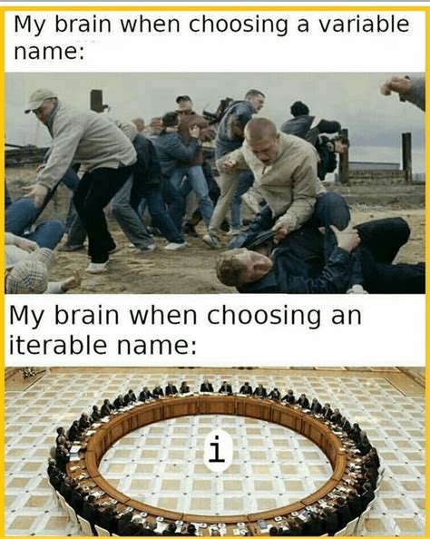 i the constant variable name for first loop r programmerhumor