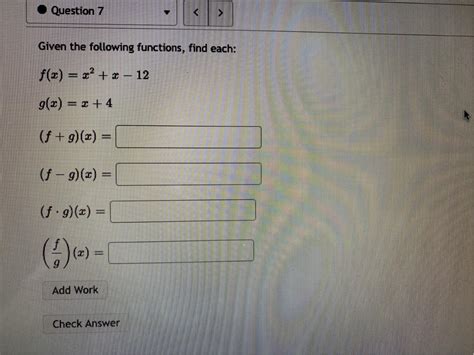 solved question 7 given the following functions find