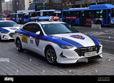A Hyundai Sonata Police Car Of The Seoul Metropolitan Police Force With