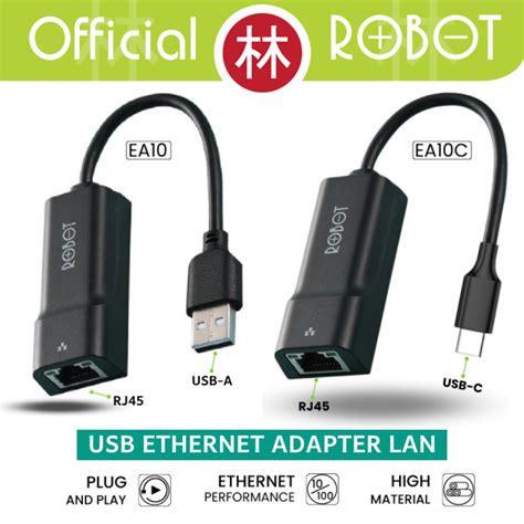 Jual Robot EA10 EA10C USB Ethernet Adapter USB A 2 0 USB C To RJ45 LAN Network 10 100 Mbps