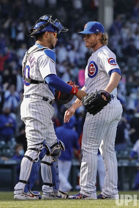 Photo Chicago Cubs Catcher Willson Contreras Celebrates With Relief