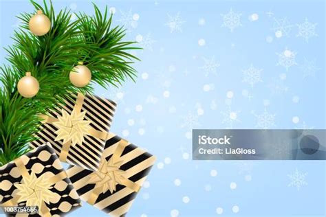 선물 상자 전나무 가지와 크리스마스 공 메리 크리스마스와 새 해 복 많이 받으세요 배경 현대적인 디자인입니다 포스터 배너 전단지 카드에 대 한 보편적인 배경 겨울에 대한