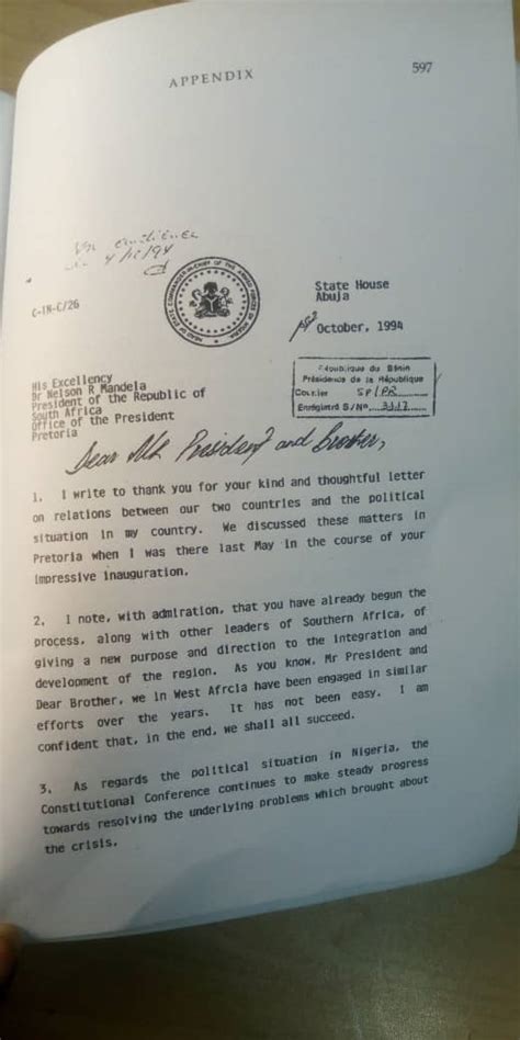 Sighted A Nigerian Government Declassified Document October 1994