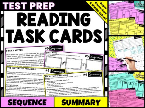 Sequence And Summary Reading Task Cards Teaching Resources