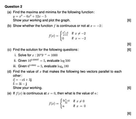 Solved A Find The Maxima And Minima For The Following Chegg