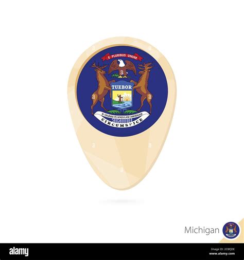 Map Pointer With Flag Of Michigan Orange Abstract Map Icon Vector