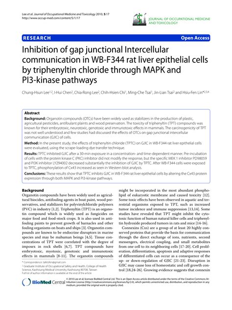 Pdf Inhibition Of Gap Junctional Intercellular Communication In Wb