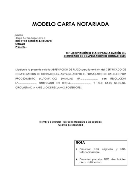 Modelo Carta Notariada Pdf