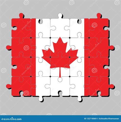 Jigsaw Puzzle Of Canada Flag In A Vertical Triband Of Red And White