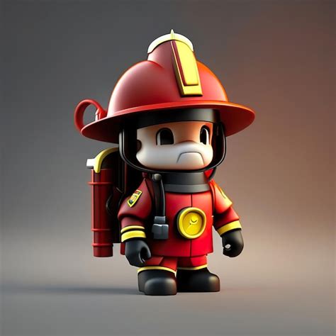 Premium AI Image Firefighter Character With Uniform And Helmet In D Generative AI