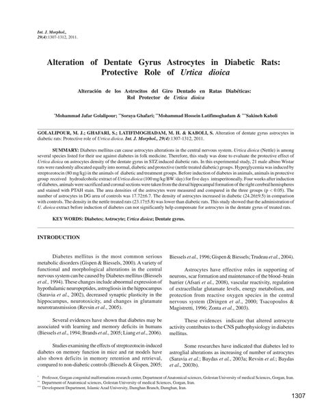 Solution Alteration Of Dentate Gyrus Astrocytes In Diabetic Rats