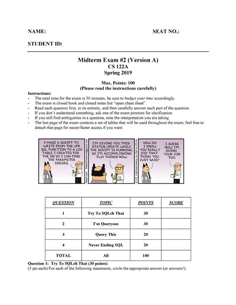 CS A Midterm S Solution NAME SEAT NO STUDENT ID Midterm Exam