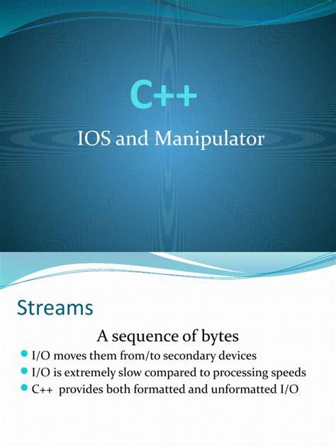 C Ios And Manipulator Pdf Inputoutput Computer Data