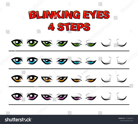 Blinking Eyes Steps Vector Preset Character Vector De Stock Libre De
